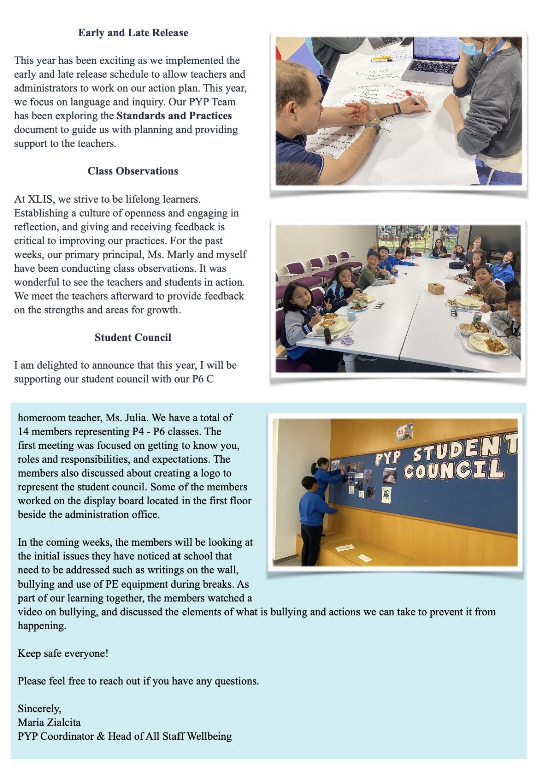 Primary Years Program (PYP) Updates - Xian Liangjiatan International School