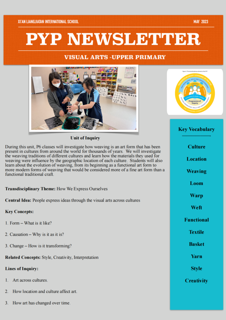 Unit of Inquiry Upper Primary (May) - Xian Liangjiatan International School