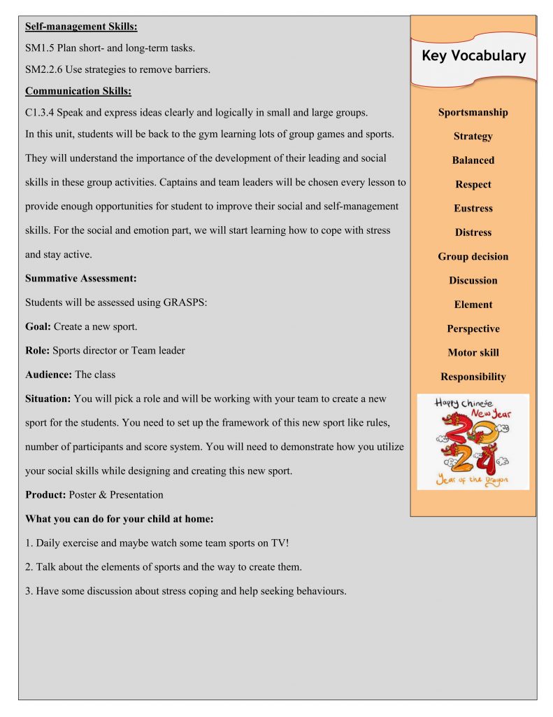 Unit of Inquiry Upper Primary (January 2024) - Xian Liangjiatan ...