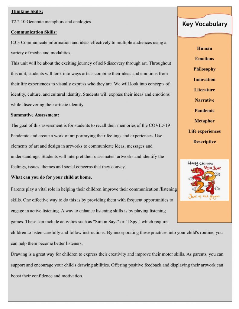 Unit of Inquiry Upper Primary (January 2024) - Xian Liangjiatan ...